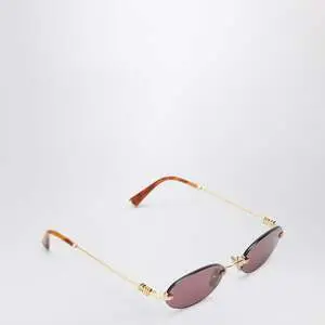 Miu Miu Logo Sunglasses In Gold/yellow - Silver