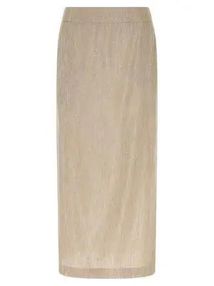 Peserico Lamé Thread Midi Skirt - Cream