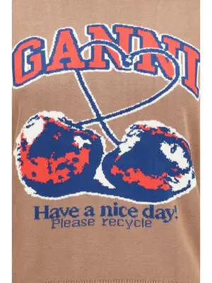 GANNI Cherry-print Cotton Sweater