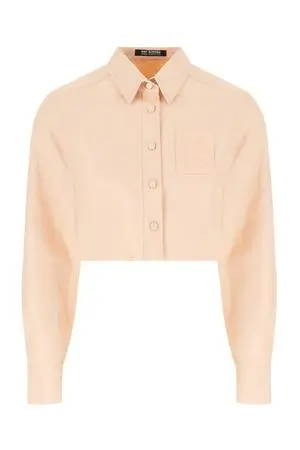 Raf Simons Cropped Button-up Shirt With Logo Patch