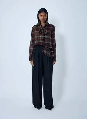 Saint Laurent Tartan Silk Cassandre Shirt