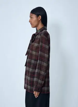 Saint Laurent Tartan Silk Cassandre Shirt