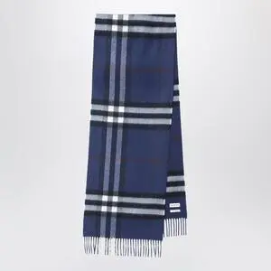 Burberry Burberry Blue Cashmere Scarf With A Checked Pattern Women Blue