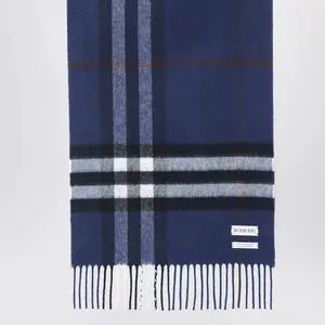 Burberry Cashmere Scarf With A Checked Pattern - Blue
