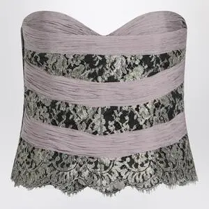 Valentino Garavani Grey/mauve/gold Chiffon Silk Top - Gray
