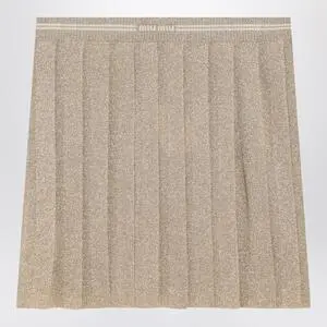 Miu Miu Gold Pleated Lurex Miniskirt - Silver