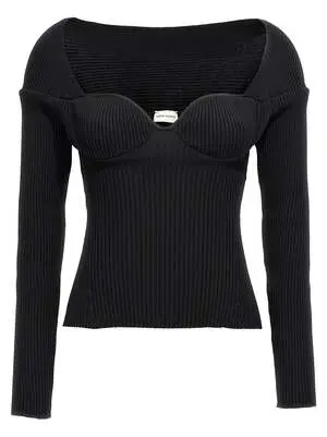 Magda Butrym Ribbed Sweetheart Sweater - Black
