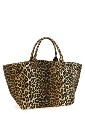 GANNI Leopard Xxl Shopping Bag - Brown