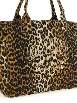 GANNI Leopard Xxl Shopping Bag - Brown