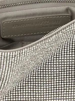 Benedetta Bruzziches Rhinestone Mesh Clutch - Silver