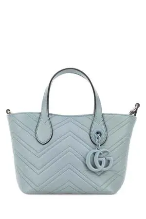 Gucci Pastel Light Leather Small Gg Marmont Handbag - Blue