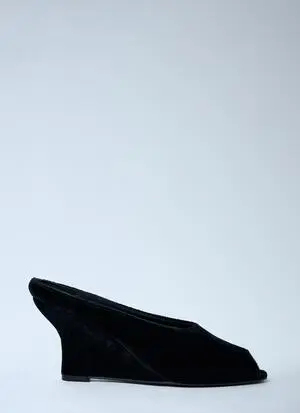 TOTÊME Toteme Women Velvet Peep-Toe Wedge Mules