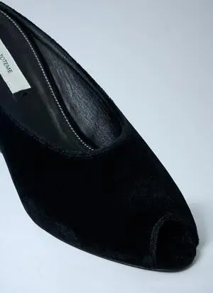 TOTEME Velvet Peep-toe Wedge Mules - Black