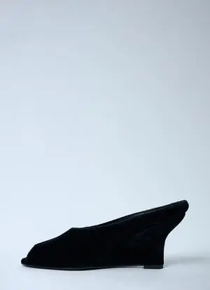 TOTEME Velvet Peep-toe Wedge Mules - Black