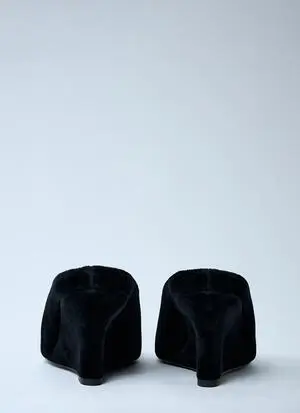 TOTEME Velvet Peep-toe Wedge Mules - Black