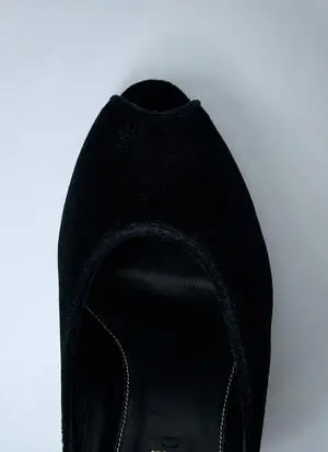 TOTEME Velvet Peep-toe Wedge Mules - Black