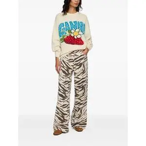 GANNI Strawberry Intarsia Knit Jumper - Cream