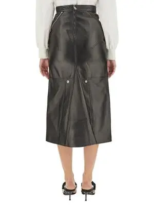 Alexander McQueen Leather Midi Skirt