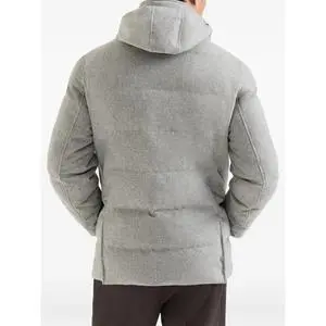 Brunello Cucinelli Padded Wool Flannel Jacket - Gray