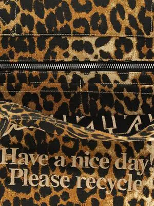 GANNI Leopard Canvas Tote Bag - Brown