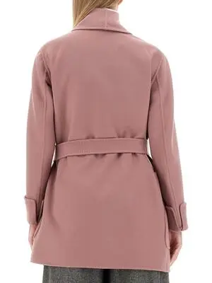 Max Mara Belted Virgin Wool And Cashmere Jacket - Pink