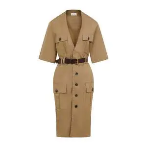 Saint Laurent Cotton Midi Dress - Multicolor