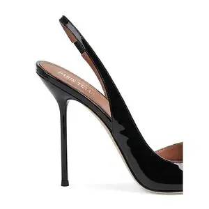 Paris Texas Patent Leather Slingback Stiletto Heels - Black