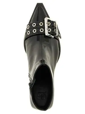 GANNI Buckle Ankle Boots - Black