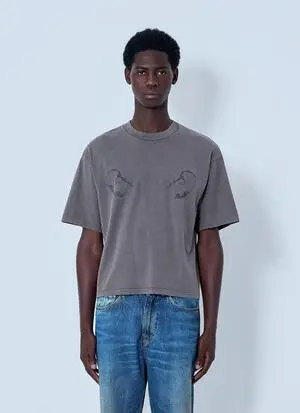 JEAN PAUL GAULTIER Printed Cotton Jersey T-shirt - Gray