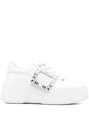 ROGER VIVIER Viv Skate High Strass Leather Sneakers - Multicolor