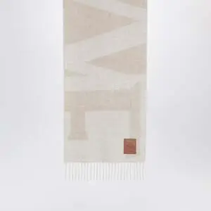 Loewe Two-tone Beige Jacquard Cashmere Scarf