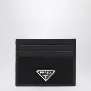 Prada Saffiano Card Case With Logo Triangle - Black