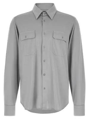 TOM FORD Tom Ford Men Military Shirt Gray