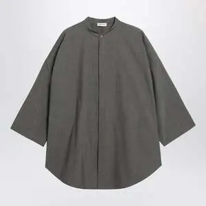 Fear Of God Relaxed Mandarin Shirt In Wool Blend - Gray