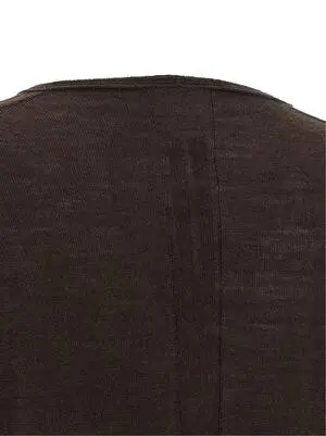 Rick Owens Virgin Wool Cropped V-neck Knit Top - Brown