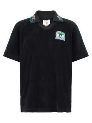 Casablanca Towelling' Jacquard Polo Shirt - Black