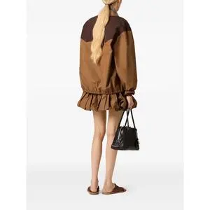 Miu Miu Gingham Check Oversized Blouson Jacket - Brown