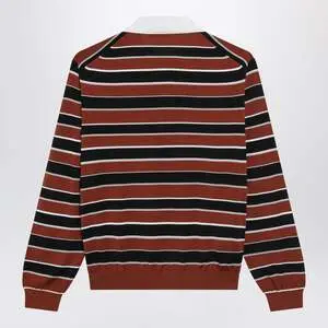Prada Rust/black Striped Silk Polo - Brown