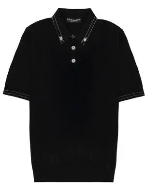 Dolce & Gabbana Silk Polo - Black