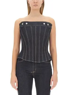 Alexander McQueen Top In Bustier - Blue