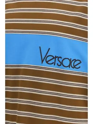 Versace Striped Cotton T-shirt - Brown