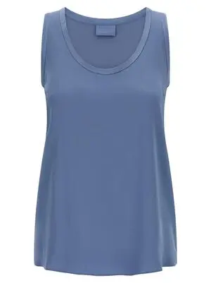 Brunello Cucinelli Stretch Silk Satin Sleeveless Tank Top - Blue
