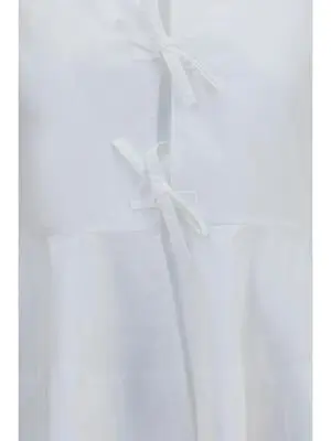 GANNI Cotton Poplin Blouse With Bows - White