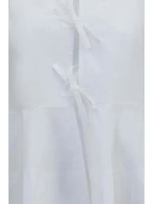 GANNI Cotton Poplin Blouse With Bows - White