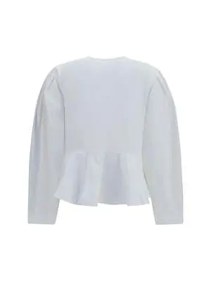 GANNI Cotton Poplin Blouse With Bows - White