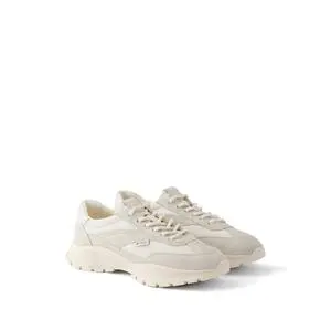 Prada Mesh And Suede Sneakers - Cream