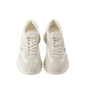 Prada Mesh And Suede Sneakers - Cream