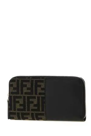 Fendi Two-tone Jacquard And Leather Ff Wallet