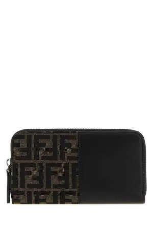 Fendi Fendi Men Two-Tone Jacquard And Leather Ff Wallet Multicolor