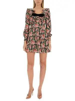 Alessandra Rich Floral Print Silk Mini Dress